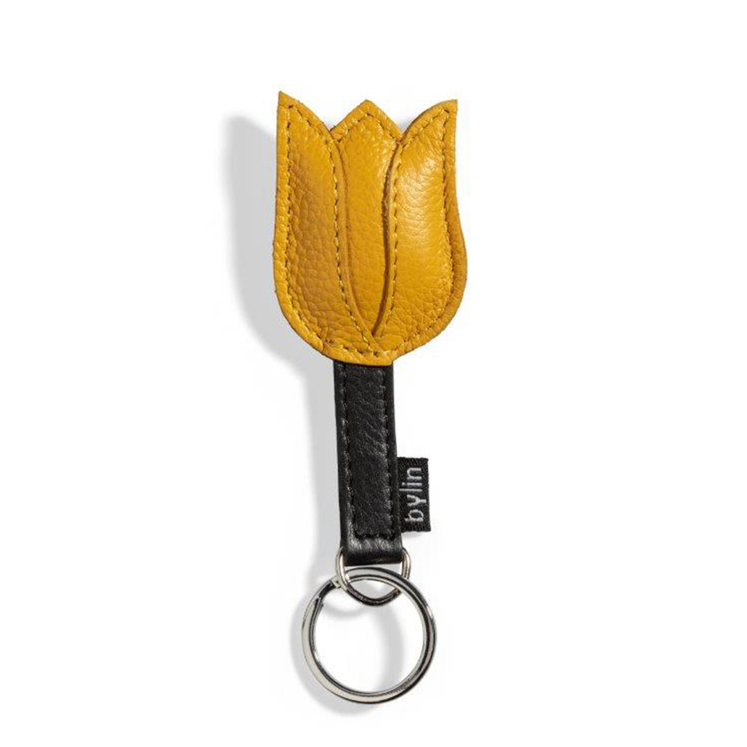 Tulip Keyring Structure Leather Yellow - by-Lin Dutch Design